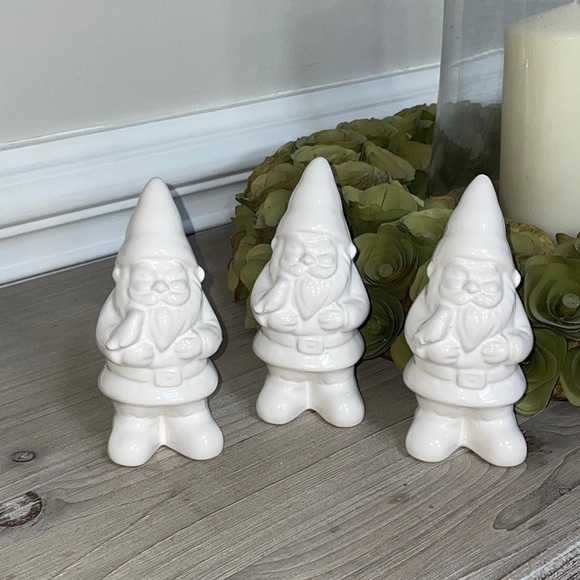 Holiday | New Set Of 3 White Glazed Ceramic Gnomes | Poshmark